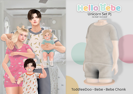 Second Life Marketplace - Hello Bebe - White Set PJ {ToddleeDoo, Bebe, Bebe Chonk}